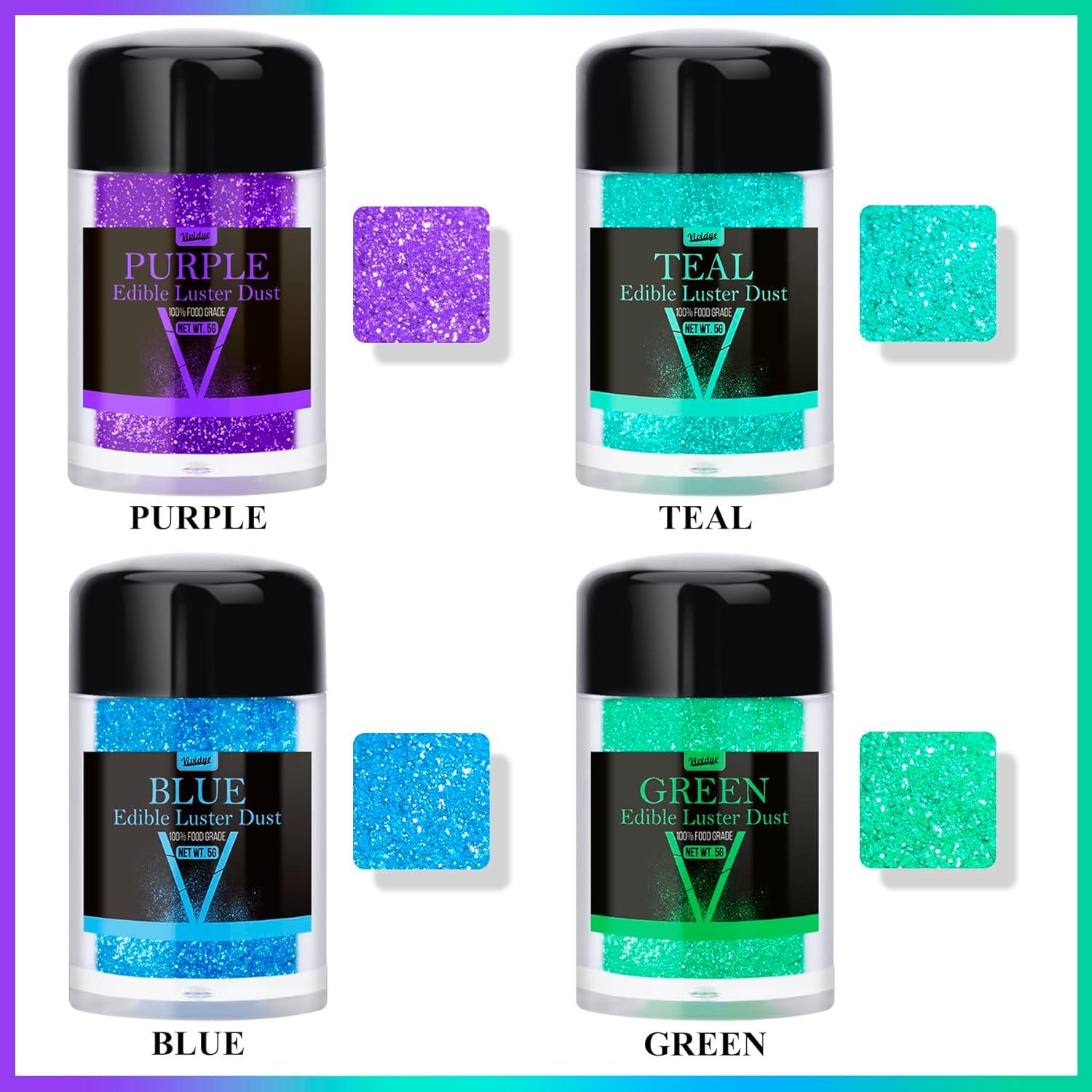 Glitter Edible Glitter Powder - 4 Colors for Drinks Food & Cakes ...