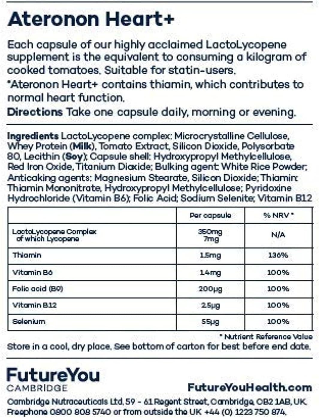 Ateronon Heart+ Health Capsules 28x with Lycopene & Vitamin B | 28 Day ...