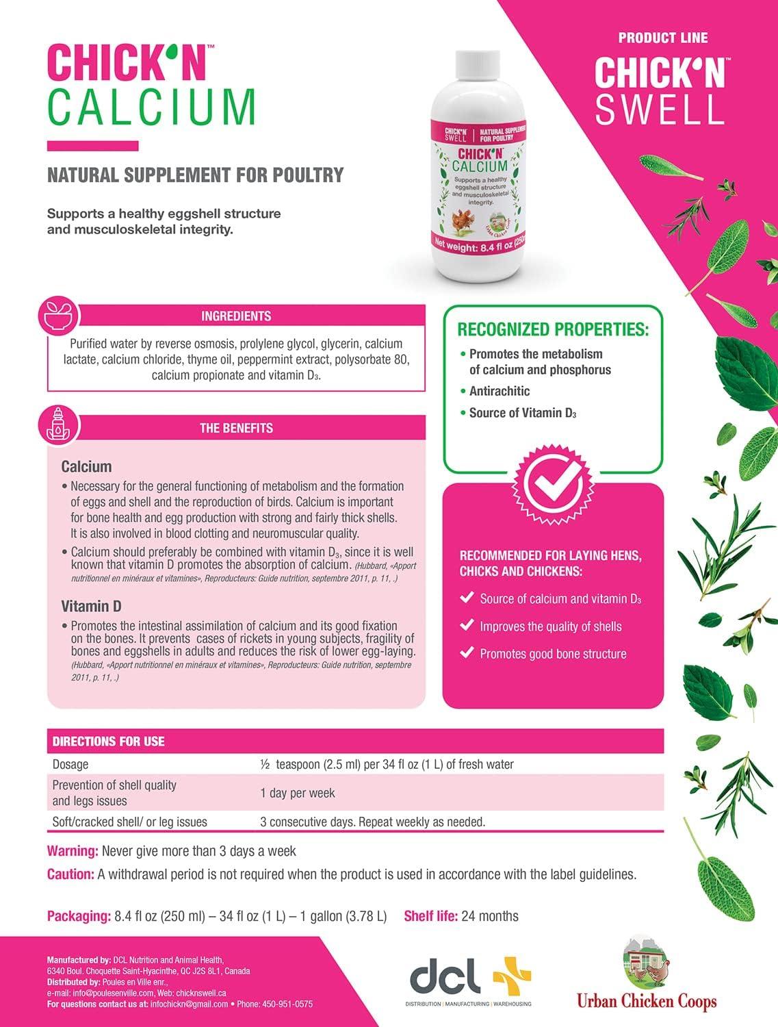 Chick'n Calcium & Vitamin D3 Supplement for Poultry Chicks and Turkeys ...