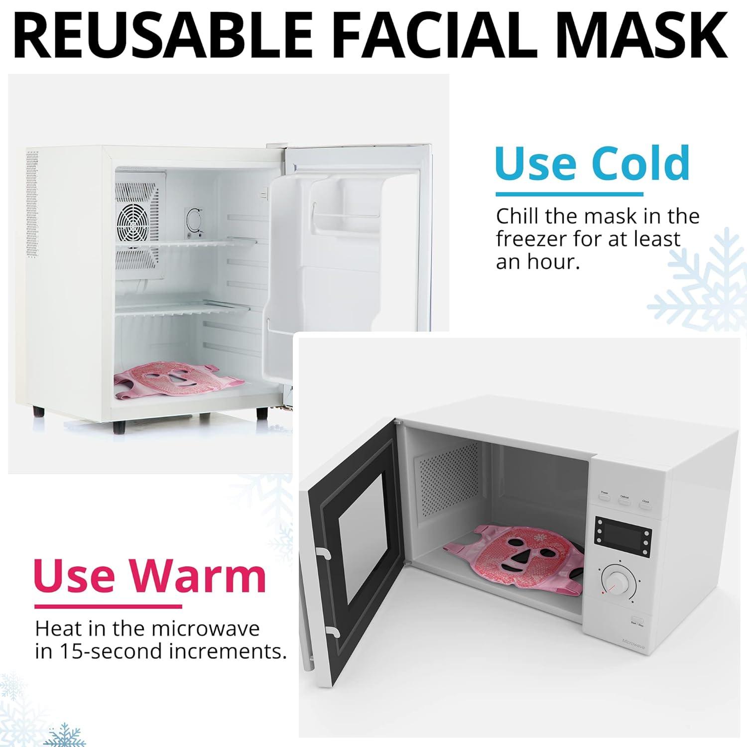 Candy Pink Face Ice Pack Cold Eye Mask - Reduce Redness, Puffy Eyes ...