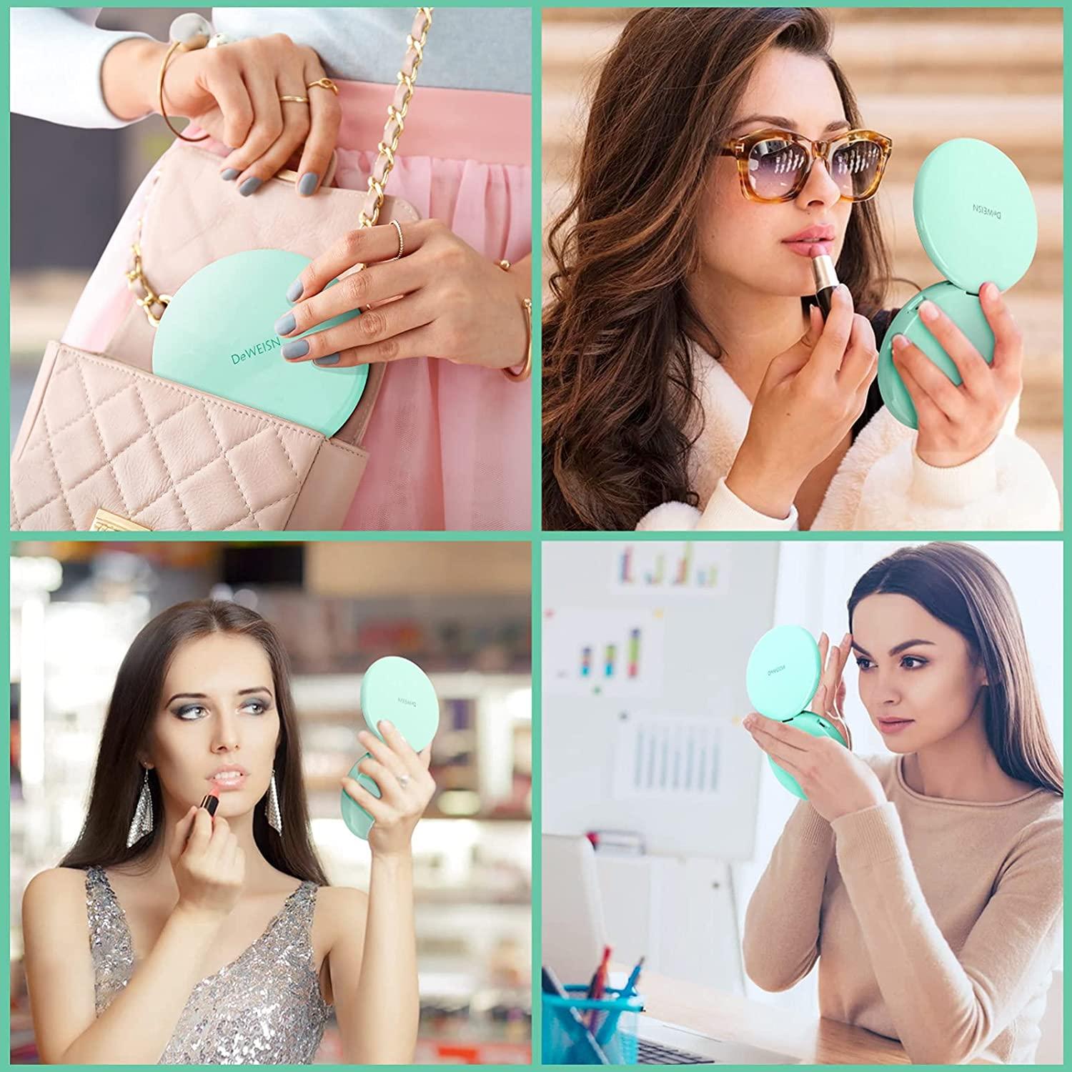 Compact Rechargeable Lighted Makeup Mirror - 1X/10X Magnifying, 10 LED ...