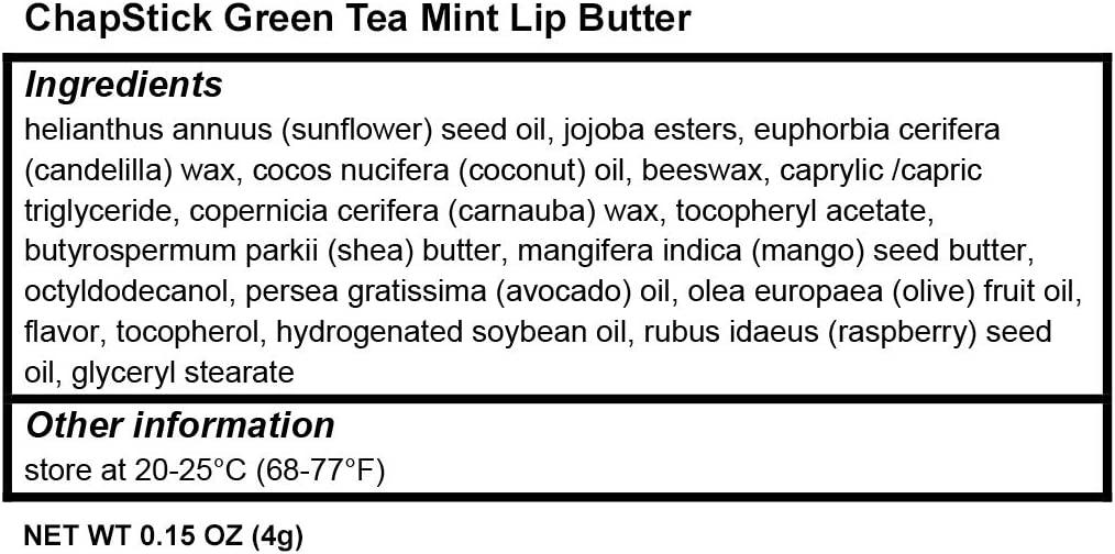 ChapStick Green Tea Mint Lip Butter - 100% Natural Ingredients ...