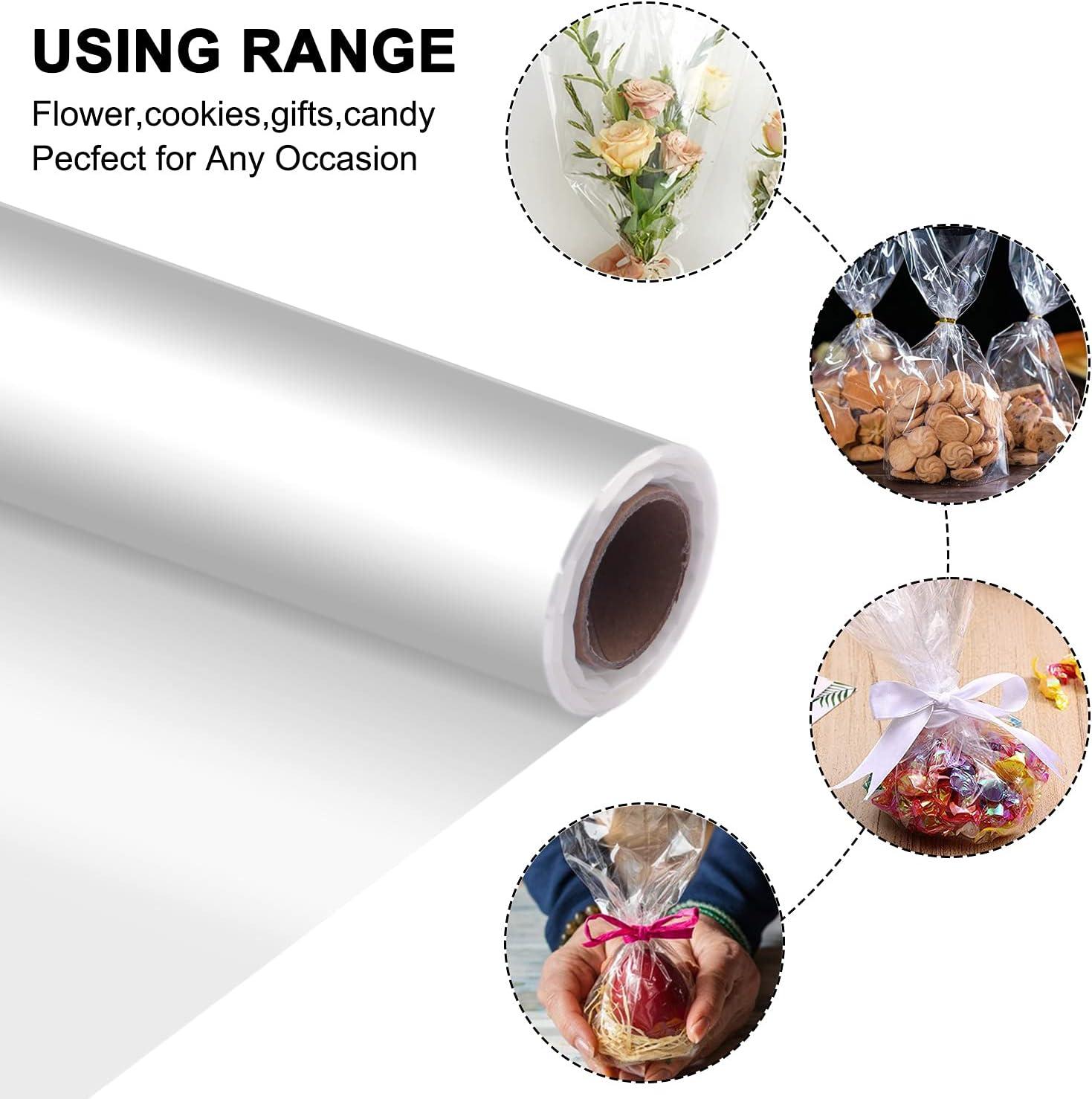 Clear Cellophane Wrap Roll 33'' x 115' Ft | 3 Mil Thick Wrapping Paper ...
