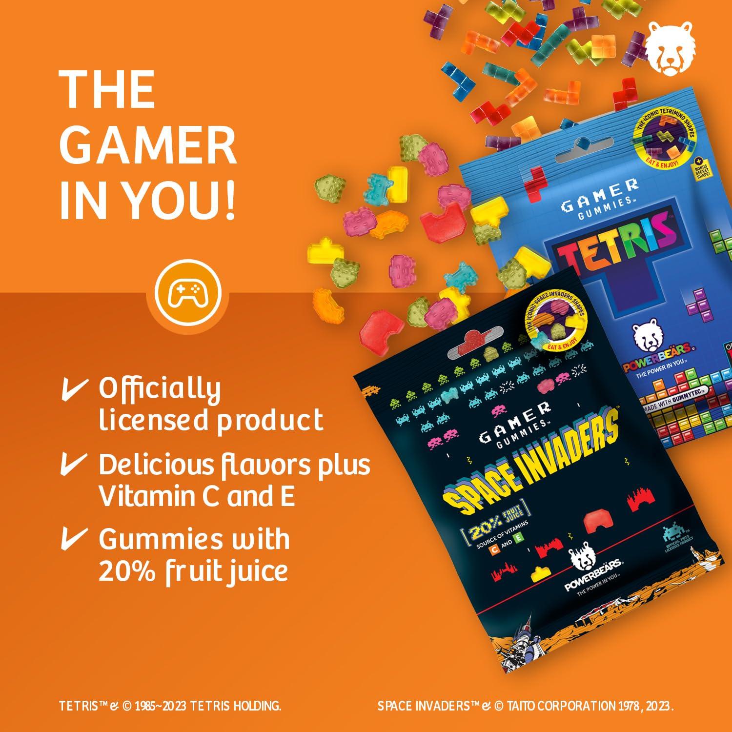 Powerbears Gamer Mix - Tetris & Space Invaders Gummy Bears - Fruity Flavors 4x50g ...
