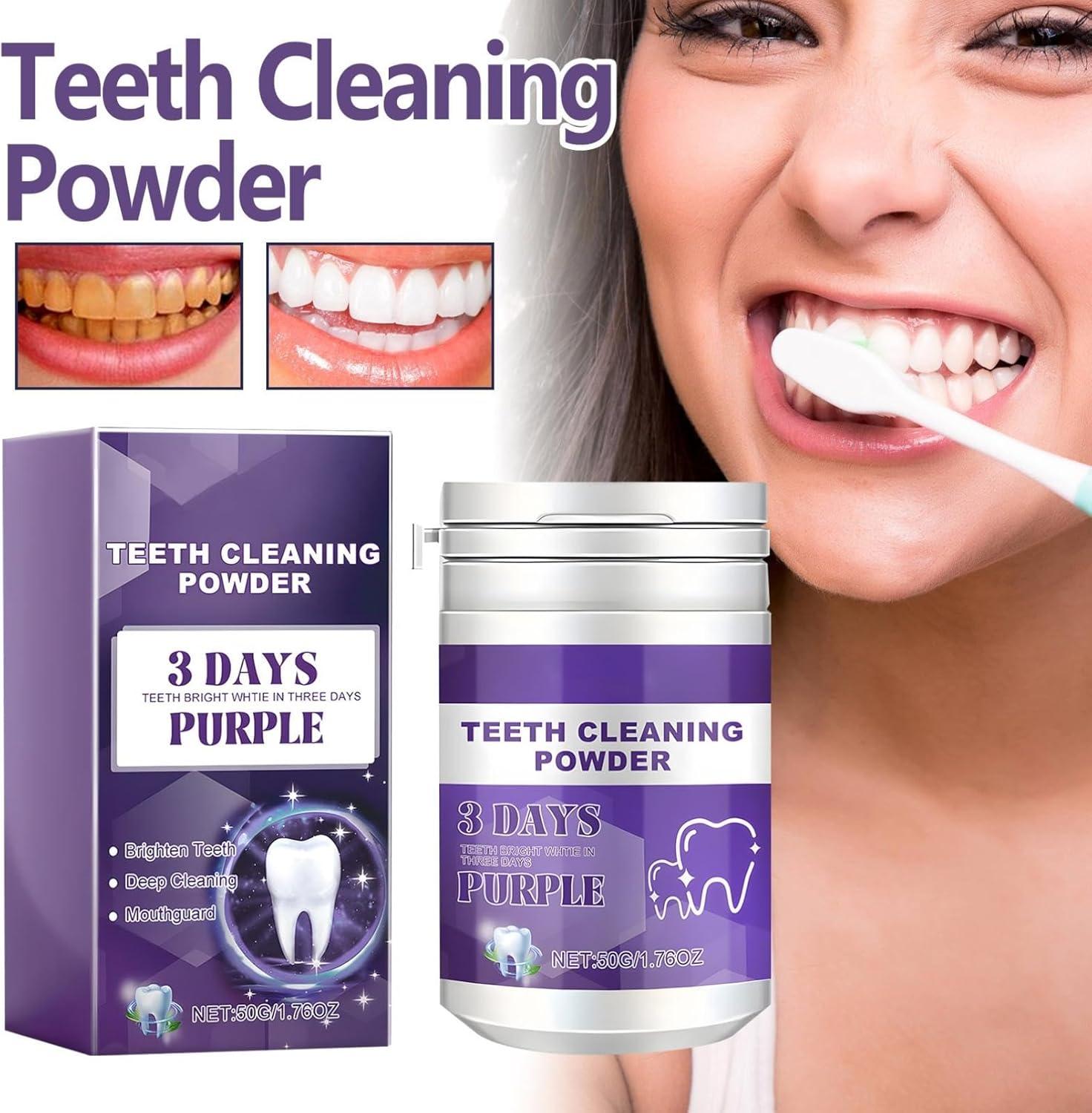 Purple Teeth Whitening Powder - Natural Fresh Mint Toothpaste Powder ...