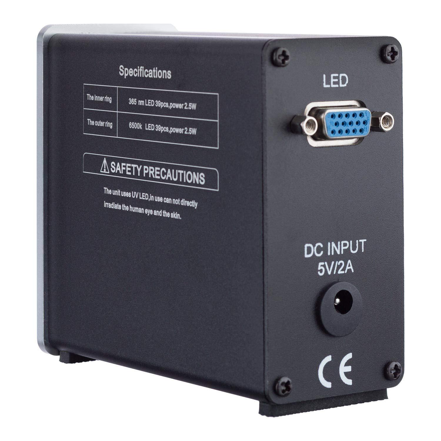 AmScope Dual Channel White UV LED Ring Light - Professional ...