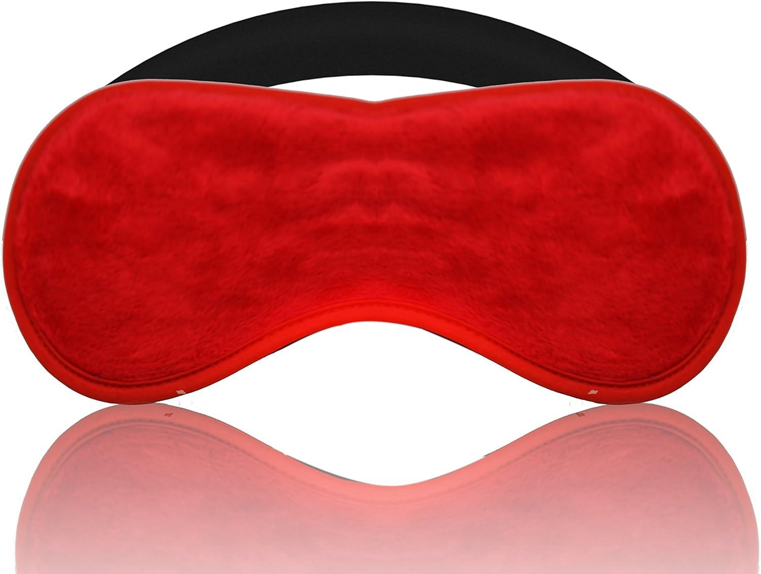 Red Sleeping Mask and Leather Fur Handcuffs Set - Luxurious Nighttime ...