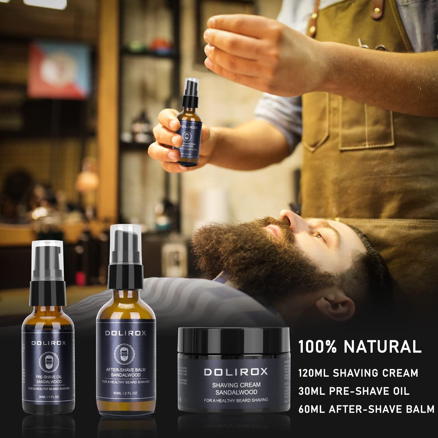 Men's Shaving Kit with Straight Razor, Shaving Cream, Pre-Shave Oil ...