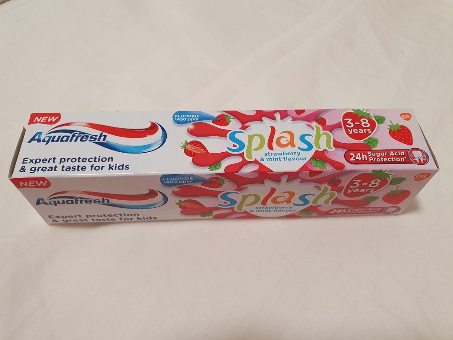 Aquafresh Splash Toothpaste for Kids Aged 3-8 | Fluoride-Free Fun ...