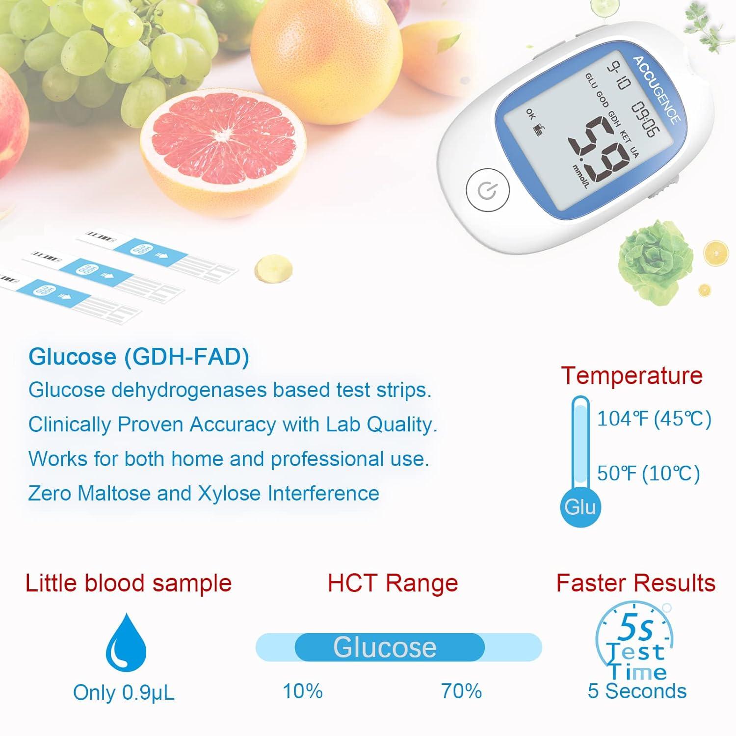 ACCUGENCE Home Blood Sugar Testing Kit - 3in1 Glucose Meter, 50 Strips ...