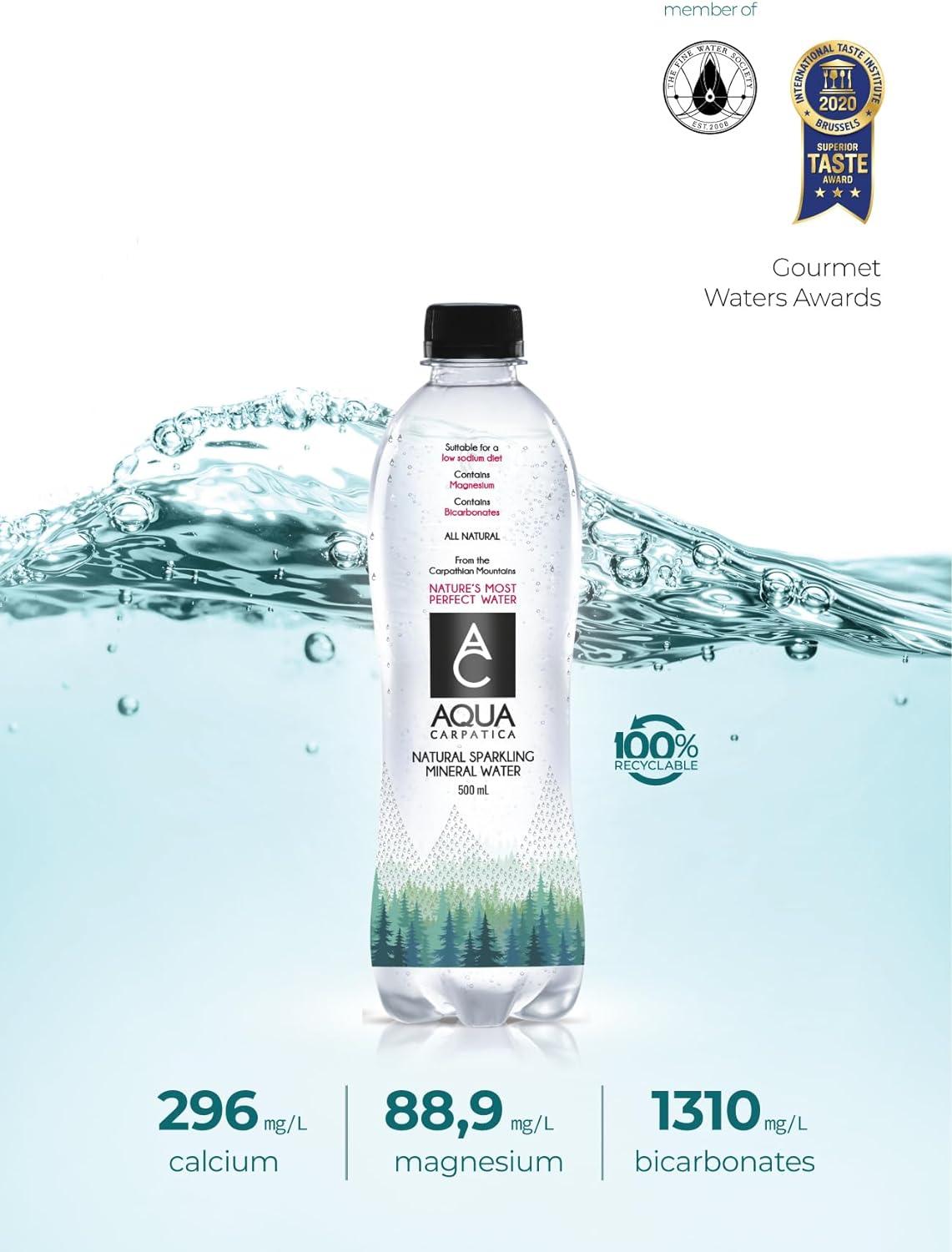AQUA Carpatica 500ml x 6 - Pure Natural Sparkling Mineral Water ...
