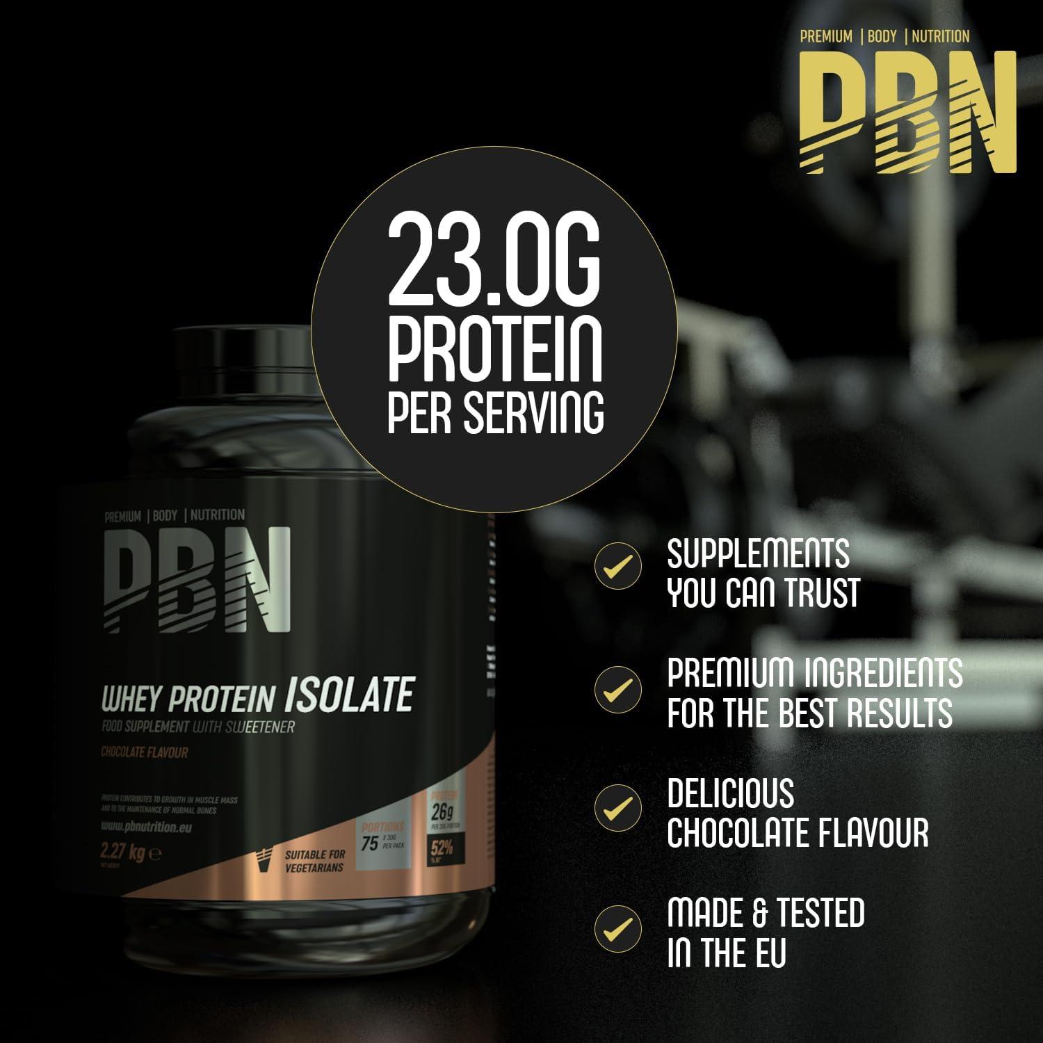 PBN Premium Whey Isolate Protein Powder Chocolate - 75 Servings 2.27 kg ...