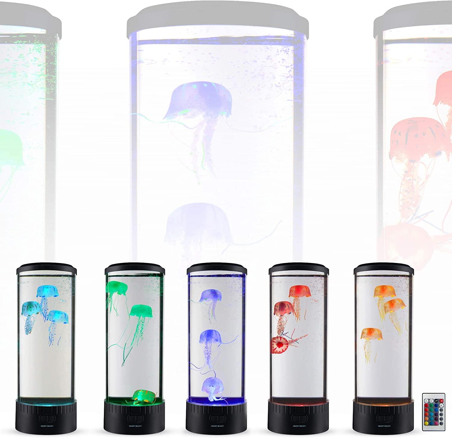 SensoryMoon Large LED Jellyfish Lava Lamp Aquarium with 3 Glowing Fake ...
