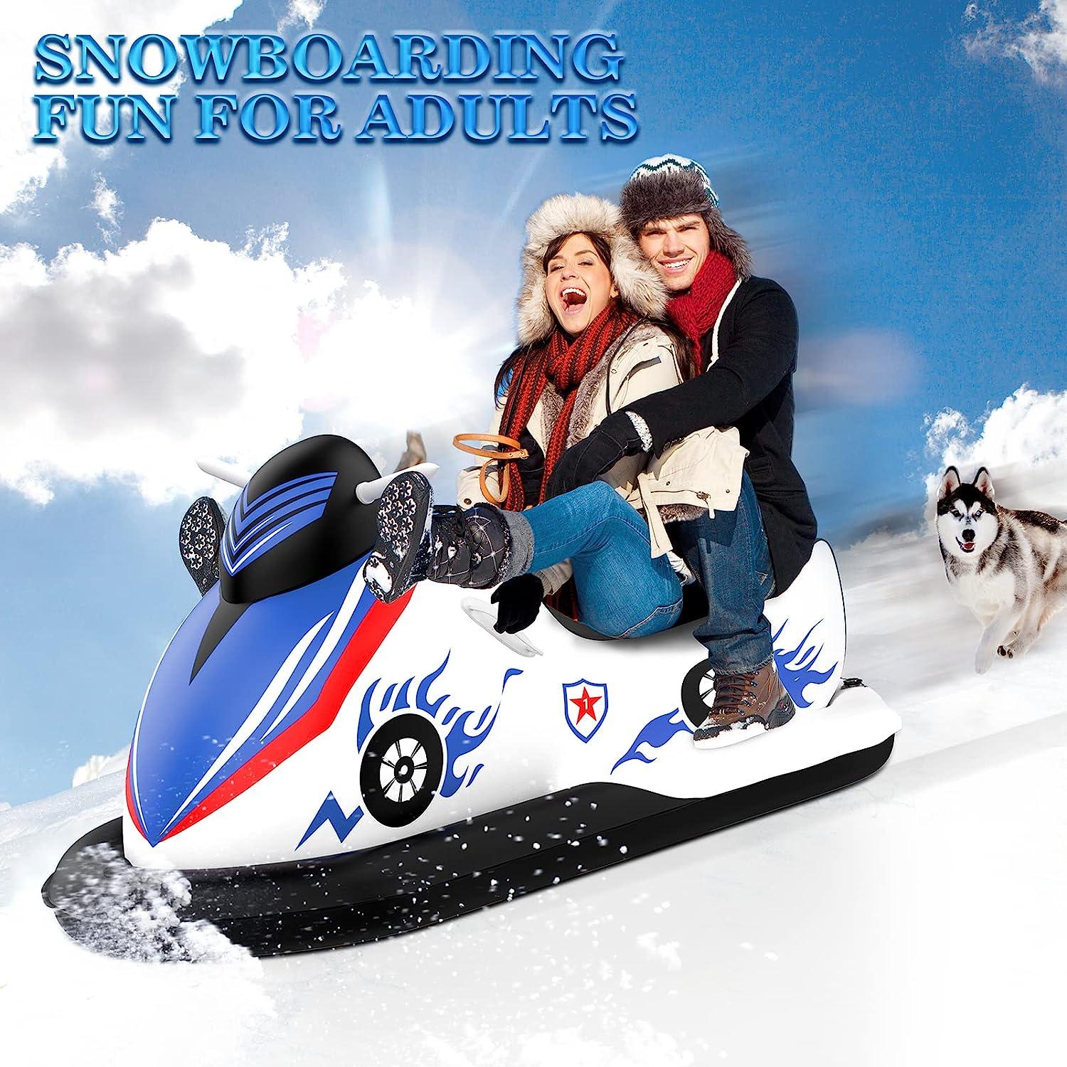 Inflatable Snow Tubes for Kids and Adults | 70'' Snowmobile Sleds with ...