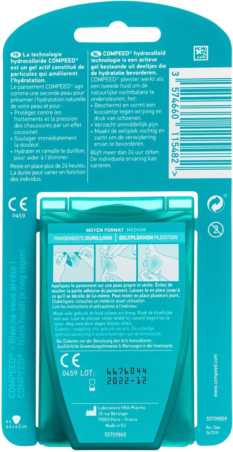 Compeed Corneal Plaster Medium Hydrocolloid Patch - 6-Pack for Strong ...