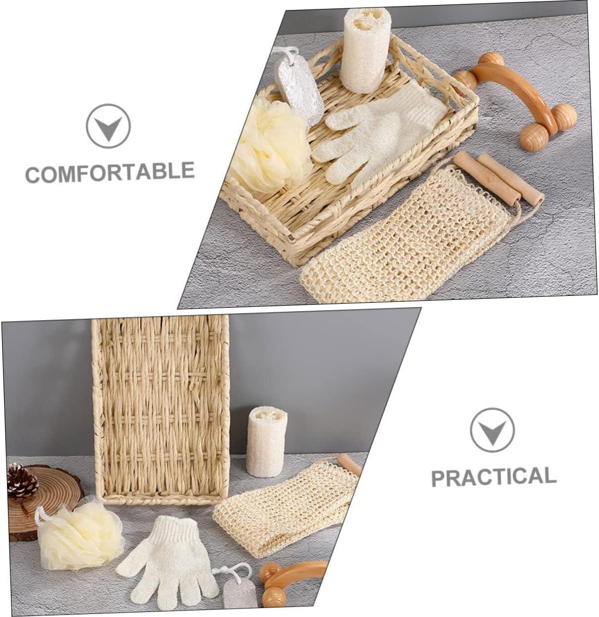 Hemoton Bath Flower Set - Body and Foot Scrubber in Rectangular Basket ...