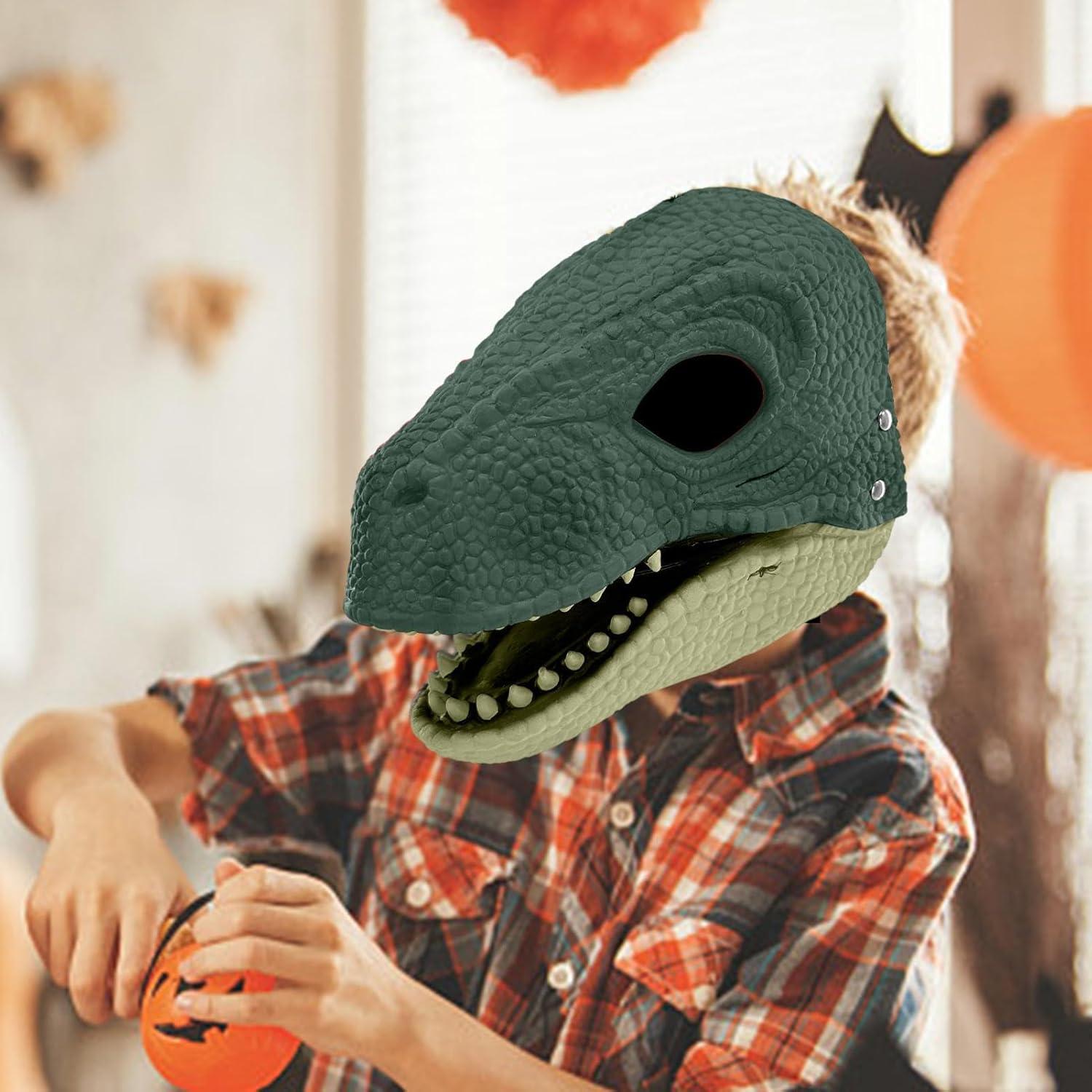 Fivetoo Raptor Face Cover - Movable Pine Latex Dinosaur Mask ...