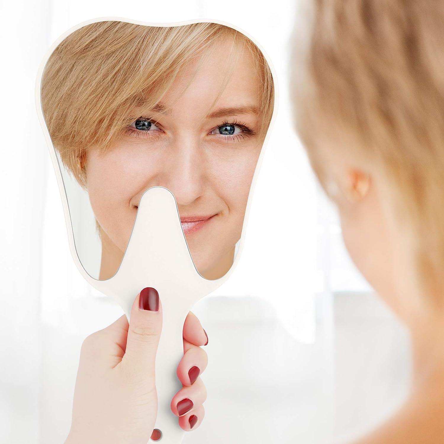 Annhua Handheld Tooth-Shaped Hand Mirror - Small Face Mirror with ...