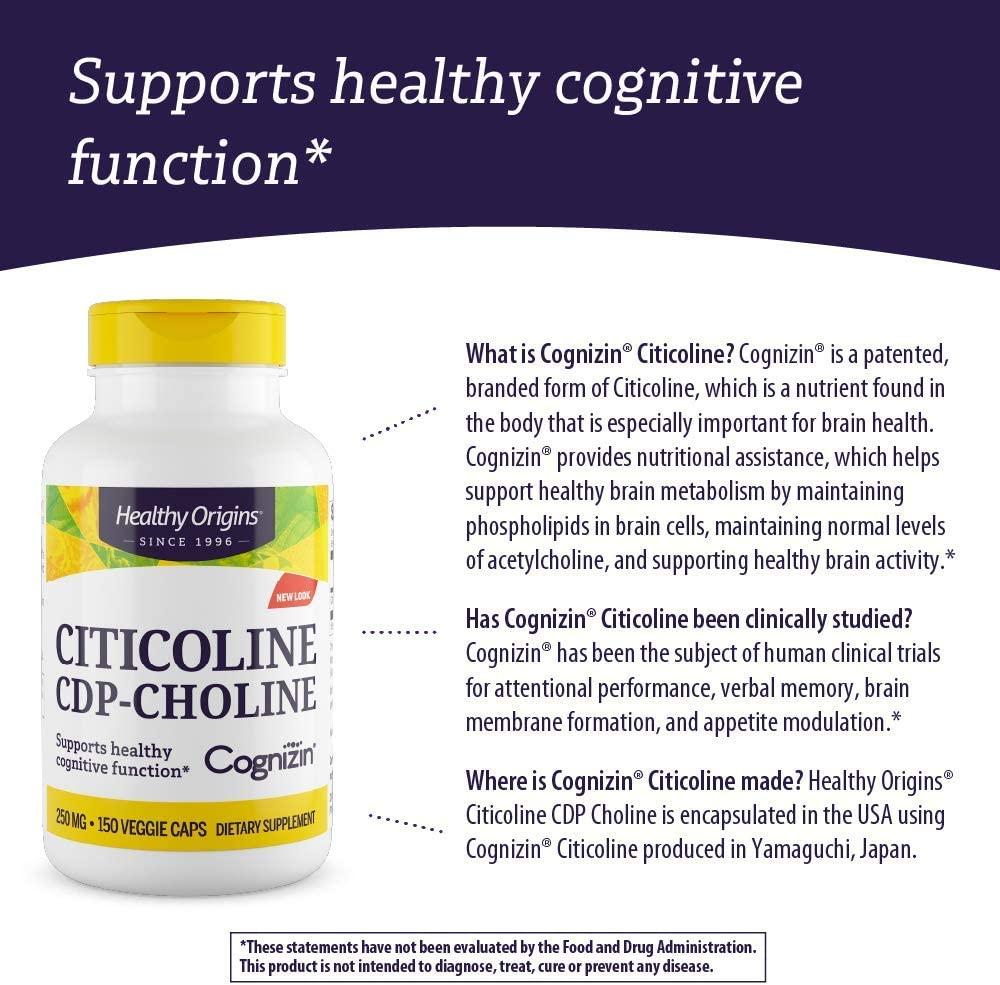 Healthy Origins Cognizin Citicoline 250 mg - 150 Count | Boost Brain ...