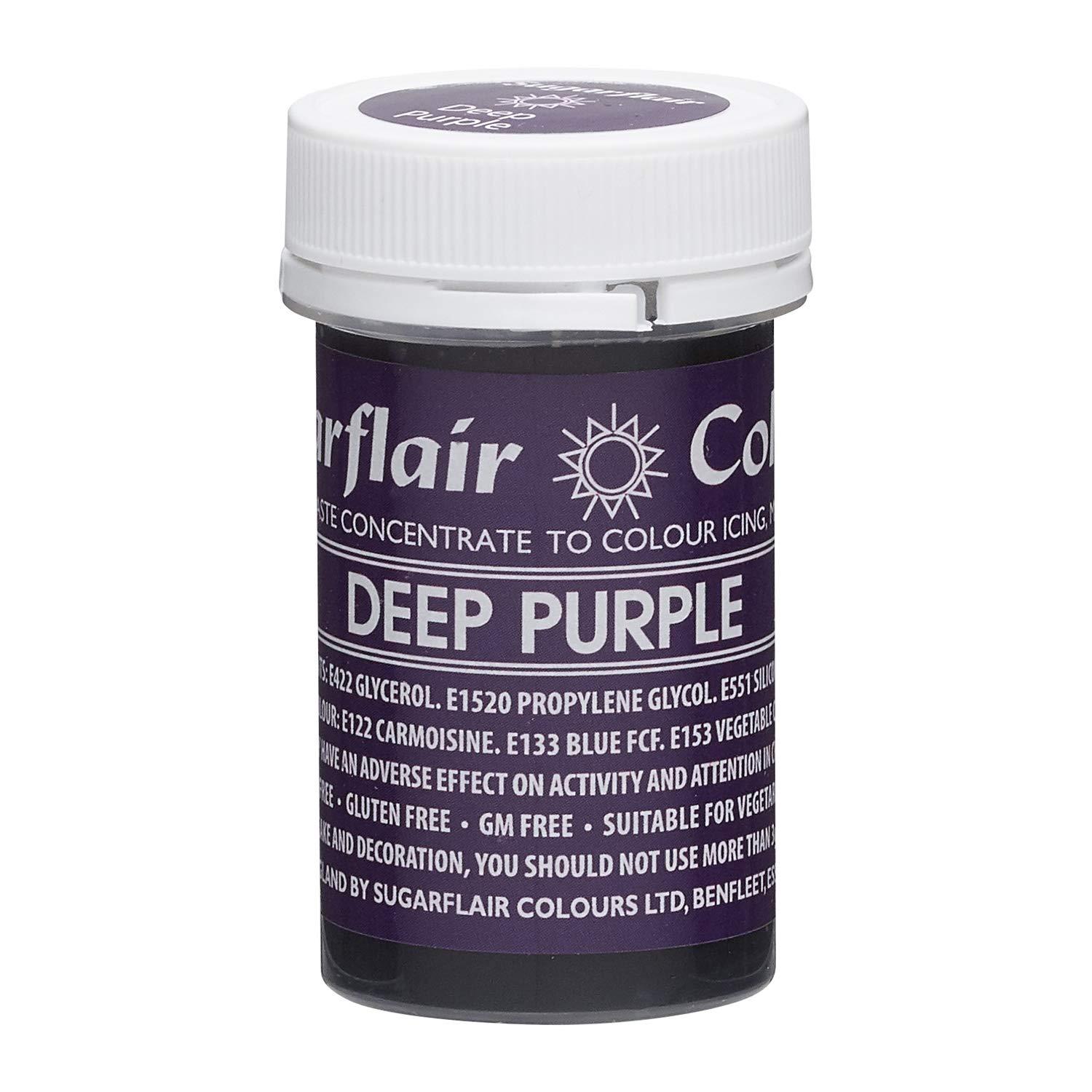 Sugarflair DEEP PURPLE Paste Gel Edible Food Colouring Colour Icing ...