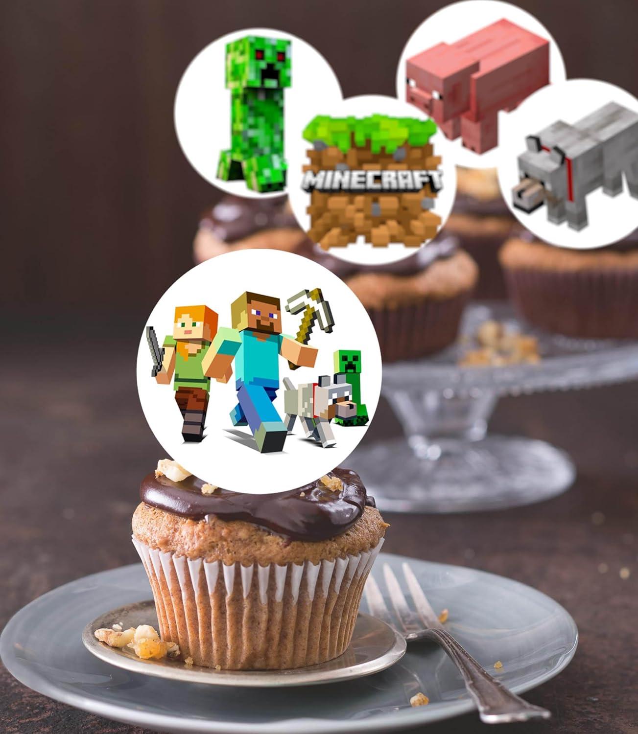 Pre-Cut Minecraft 1A Edible Stand up Wafer Paper Cupcake Toppers Cake ...