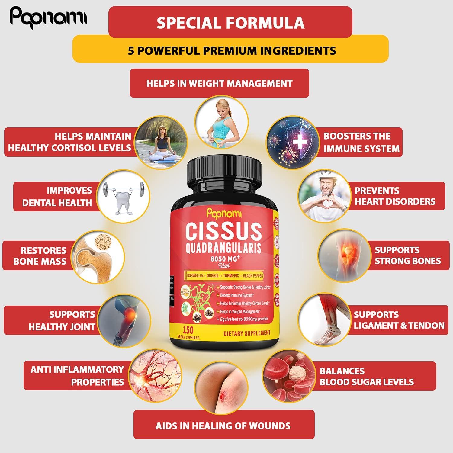 Organic Super Cissus Quadrangularis Capsules 8050mg with Boswellia ...