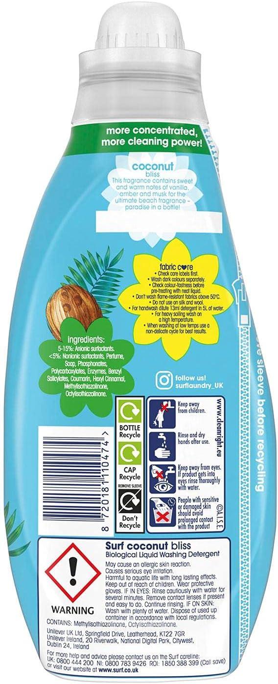 Surf Coconut Bliss Liquid Detergent 648ml - 24 Washes | 24 Count Pack ...