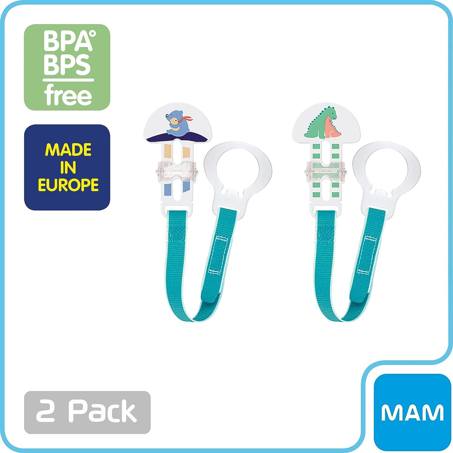 MAM Pacifier Clips (2 Clips) Clips for Pacifiers With Fasteners and ...