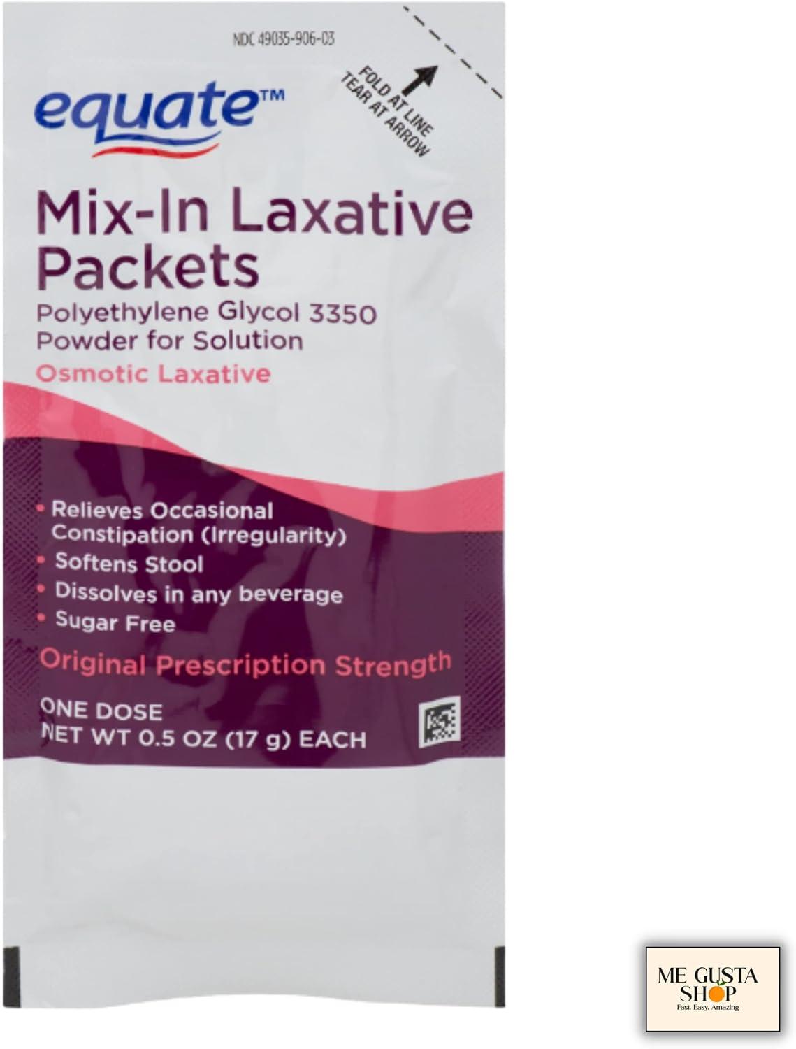 Equate Polyethylene Glycol 3350 Mix-in Laxative Packets 10 Count + Me ...