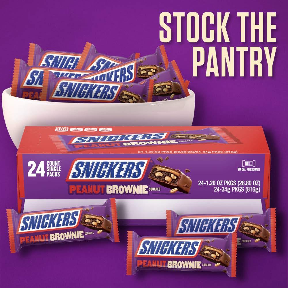Snickers Peanut Brownie Squares Full Size Chocolate Candy Bar 1.2 oz ...