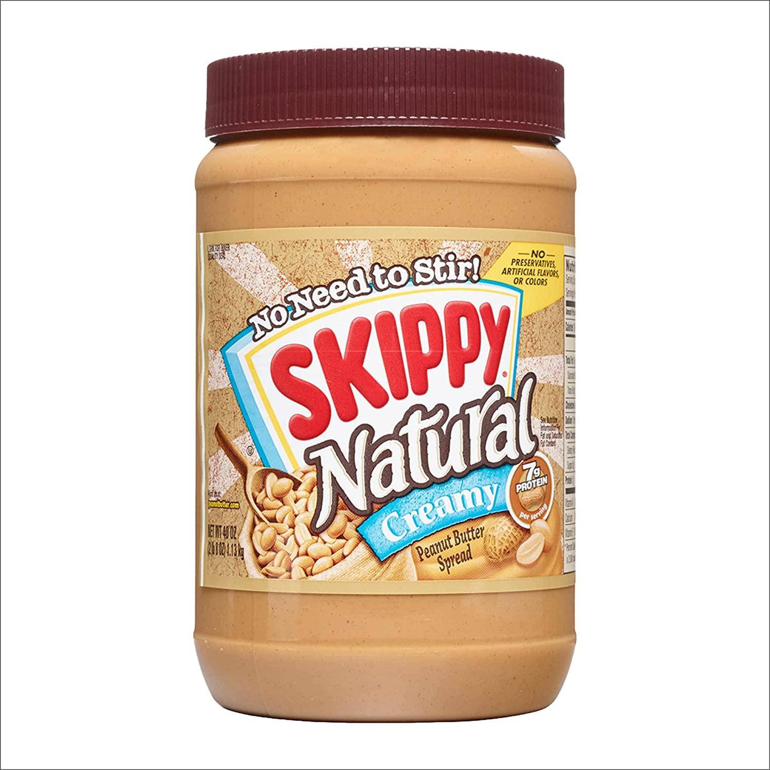 SKIPPY Creamy Natural Peanut Butter Spread - 40 oz, 7g Protein per ...