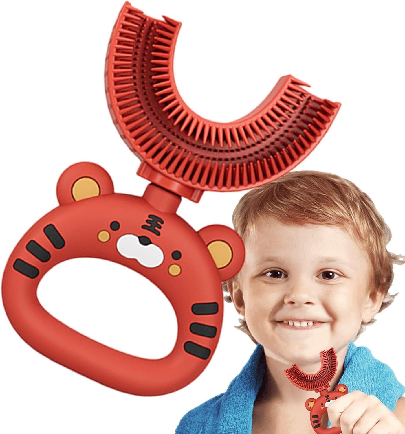U-Shaped Cartoon Tiger Silicone Toothbrush - Extra Soft 360-Degree ...