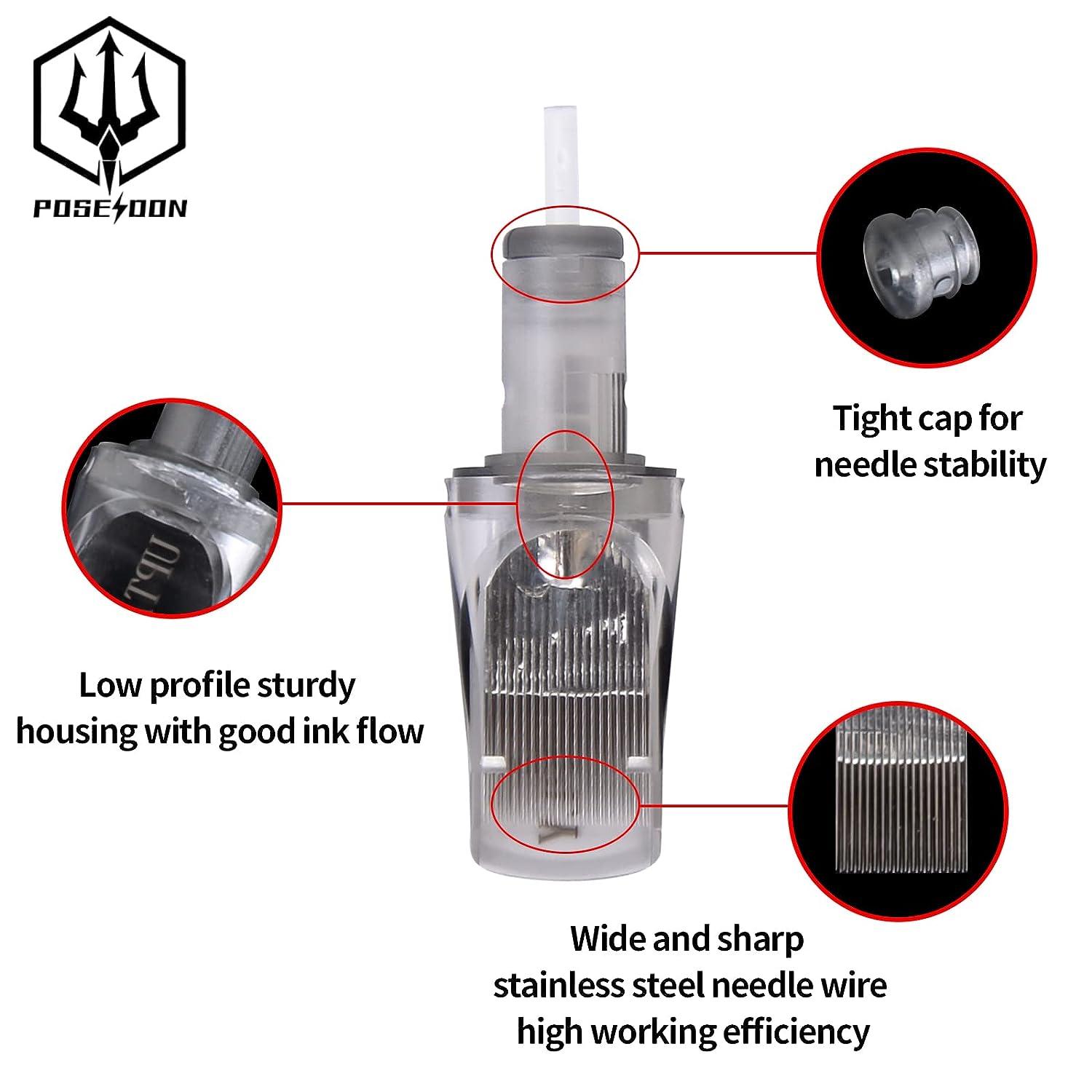 Poseidon 10Pcs Big Size Tattoo Cartridge Needles 0.35mm Standard Flat ...