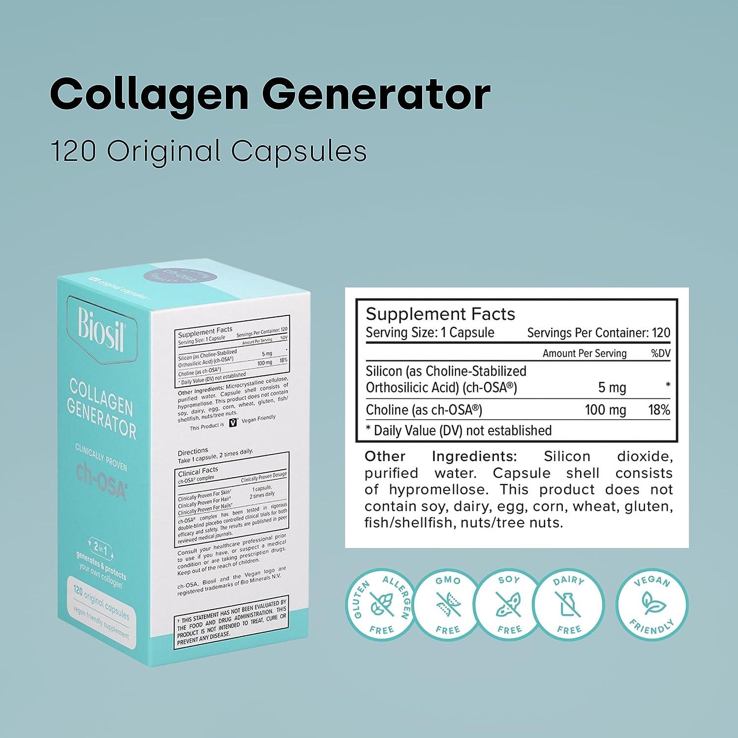 Biosil Collagen Generator - 120 Capsules with Patented ch-OSA Complex ...