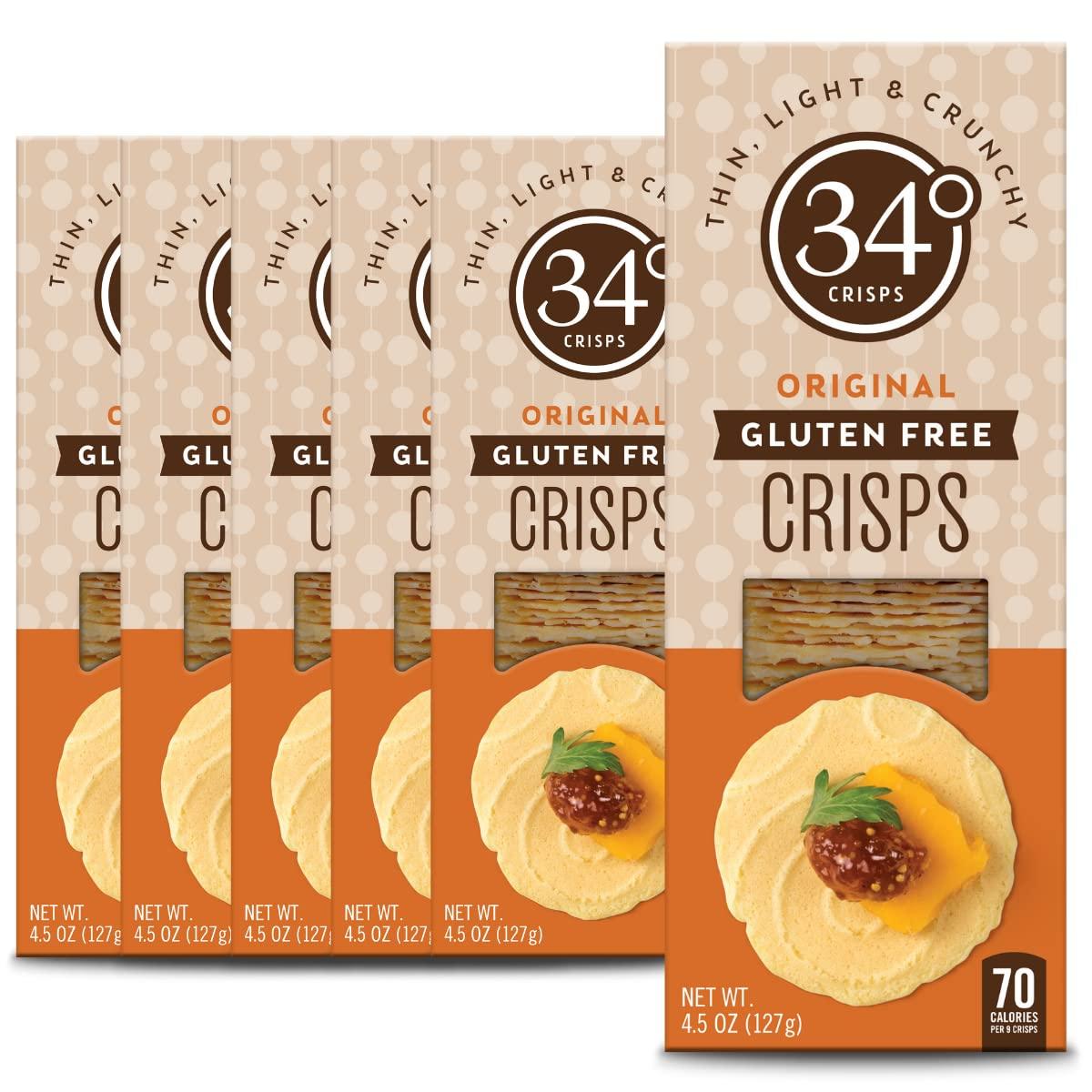34 Degrees Crisps - Gluten Free Thin & Crunchy Crisps 6 Pack (4.5oz ...