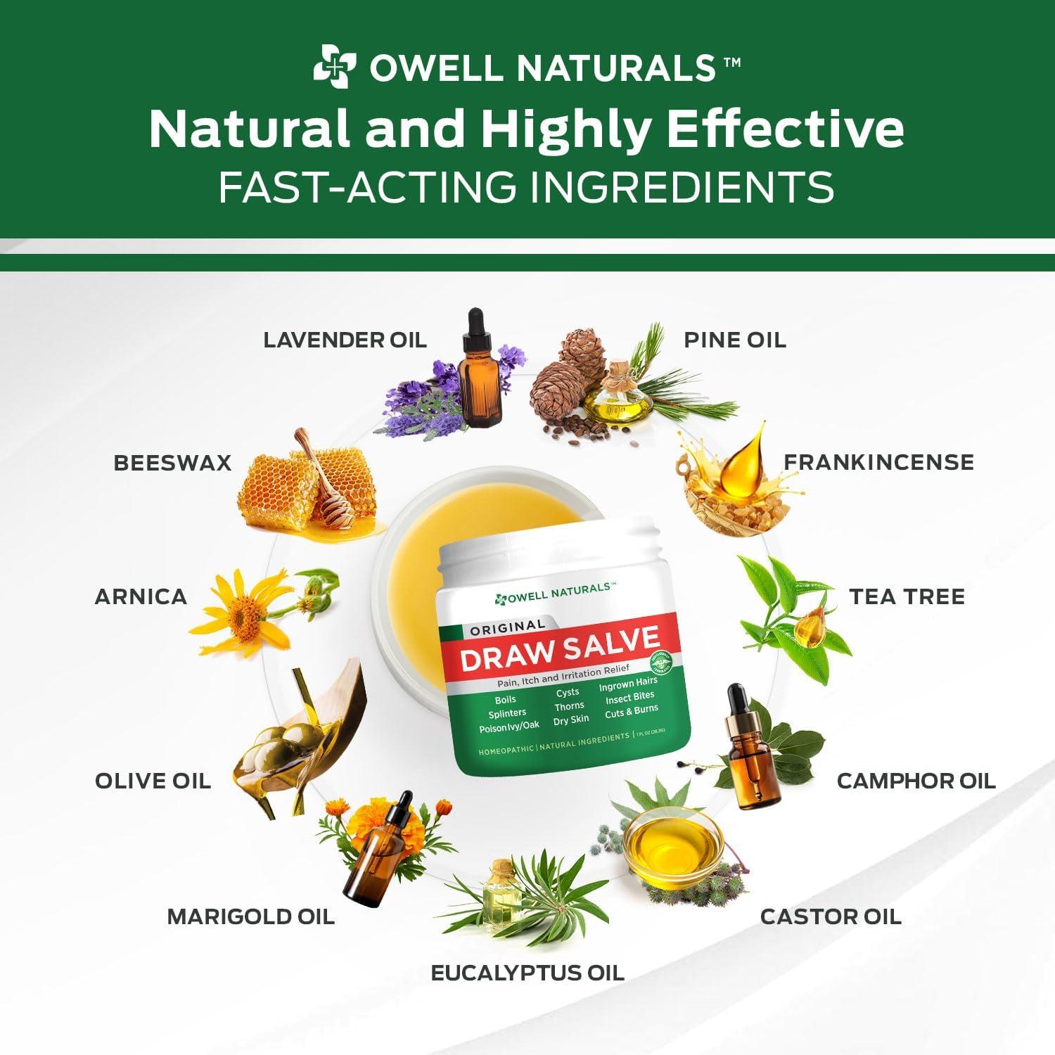 OWELL NATURALS Drawing Salve Ointment 1oz - Natural Remedy for Ingrown ...