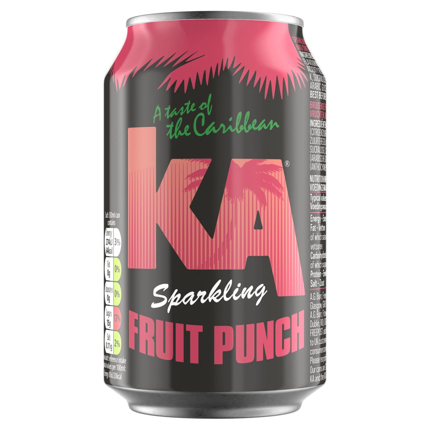 KA Caribbean Sparkling Fruit Punch Soda 330ml - Authentic Jamaican ...
