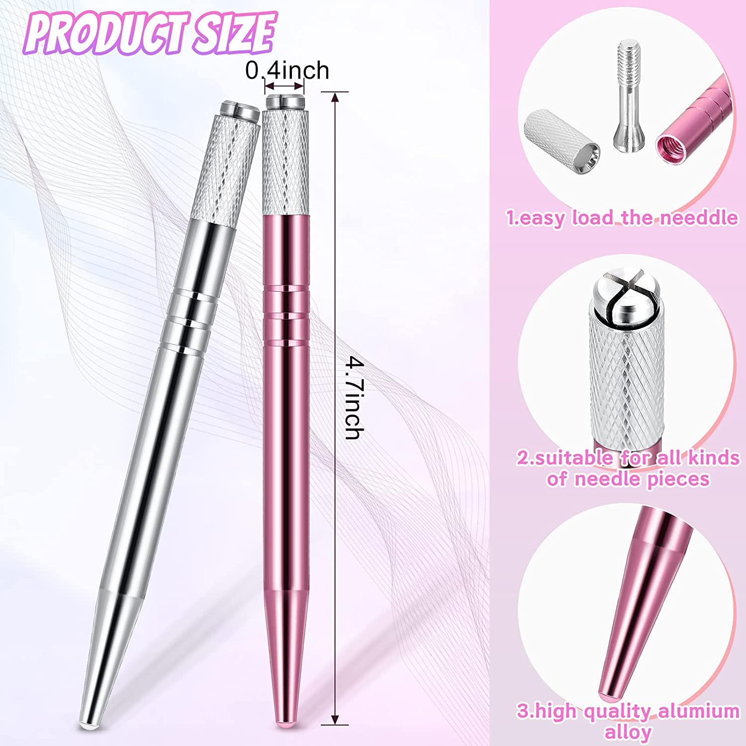 10-Piece Manual Microblading Pens Set for Eyebrows in Silver & Pink ...