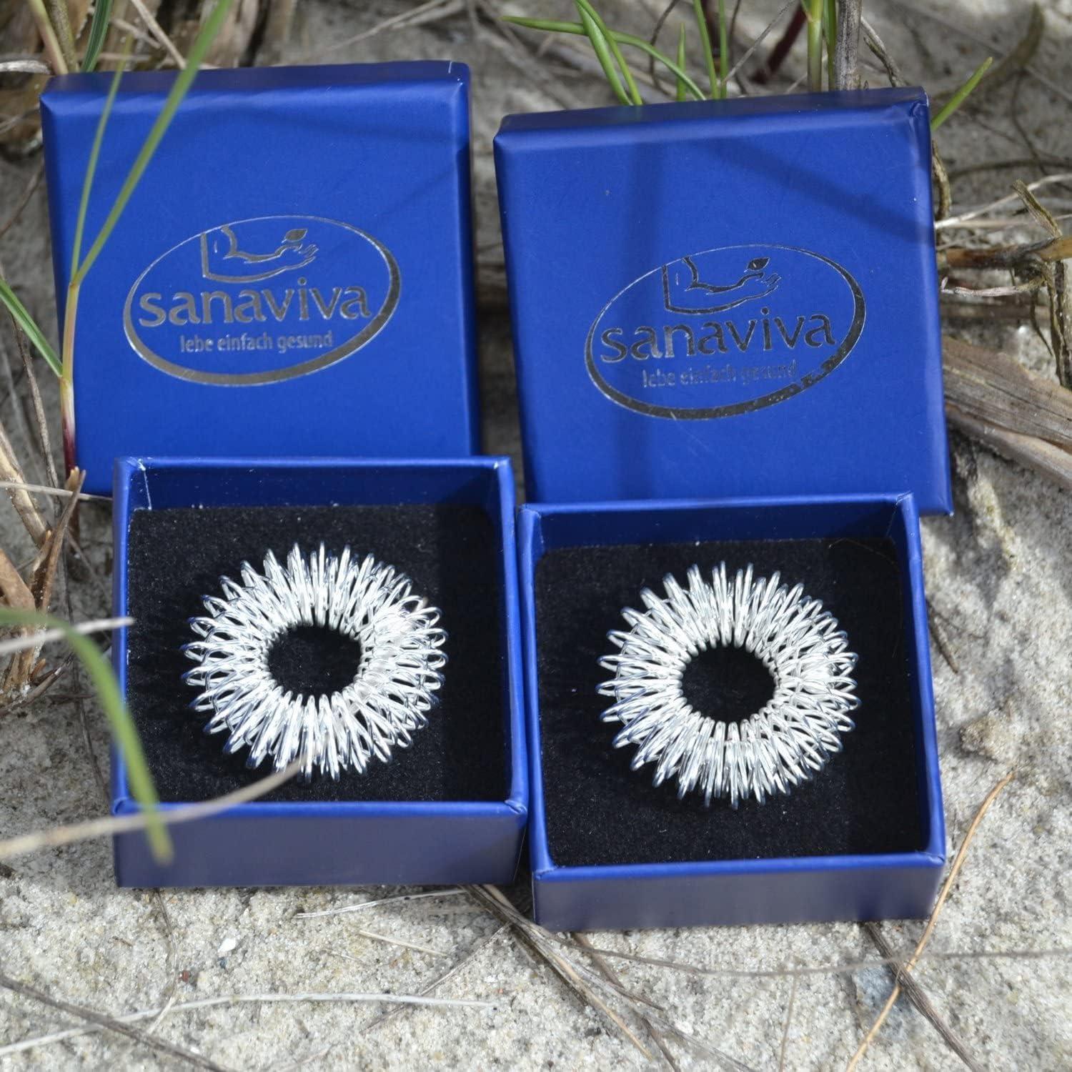 Sanaviva Acupressure Ring Set - 4 Silver Finger Massage Rings for ...