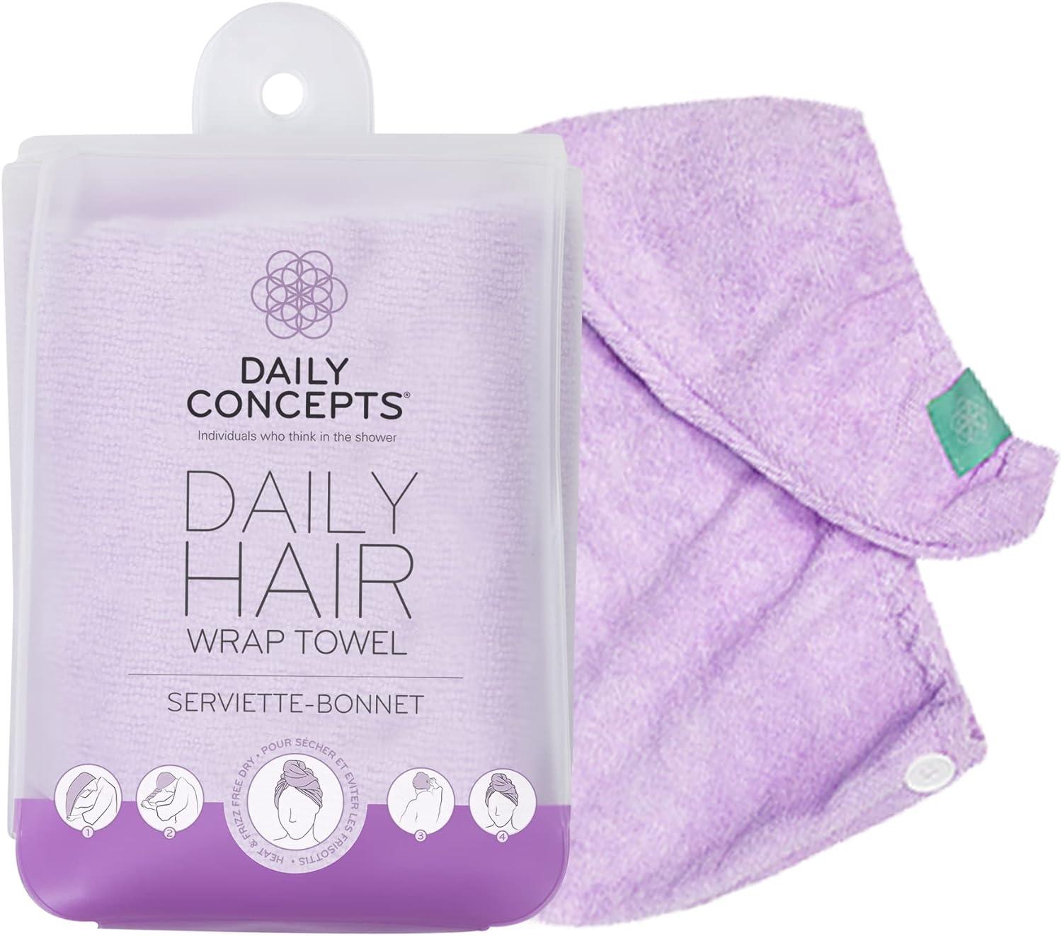 Daily Concepts Microfiber Hair Towel Wrap - Reduce Frizz & Drying Time ...