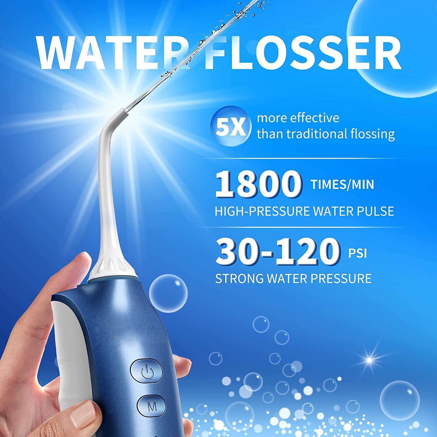 Cordless Water Flosser with 8 Jet Tips | Rechargeable Oral Irrigator ...