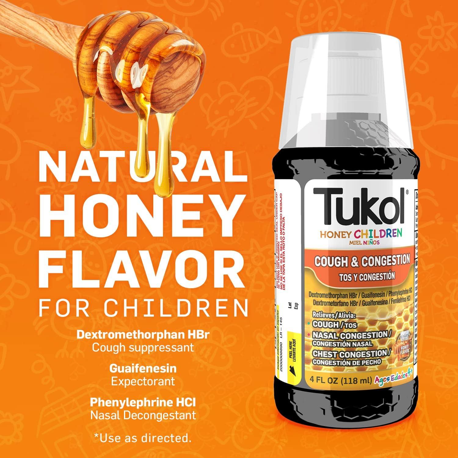 TUKOL Children Honey Cough & Cold Syrup 4 Fl Oz (Pack of 3) - Fast ...