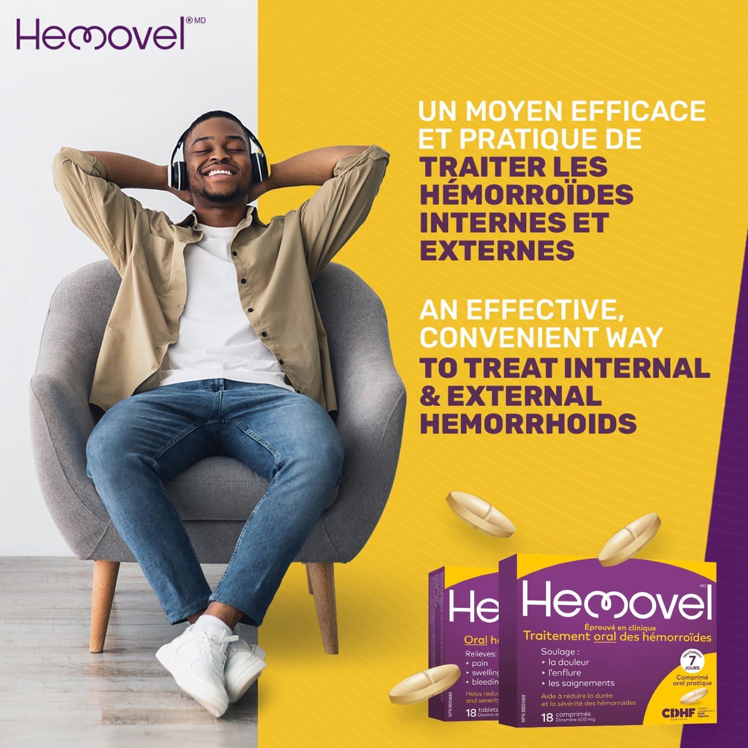 HEMOVEL Hemorrhoidal Oral Treatment - Clinically Proven Mess-Free ...