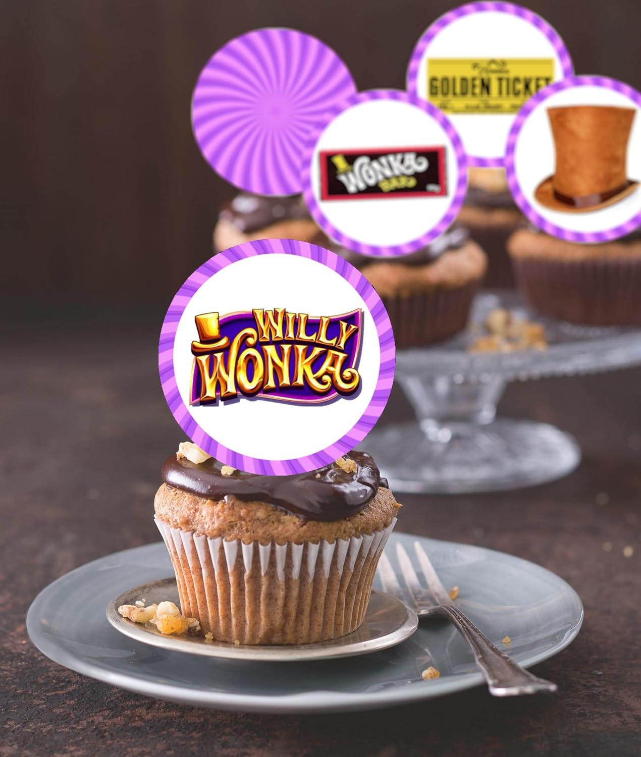 Pre-Cut Wonka 1B Edible Stand up Wafer Paper Cupcake Toppers Cake ...