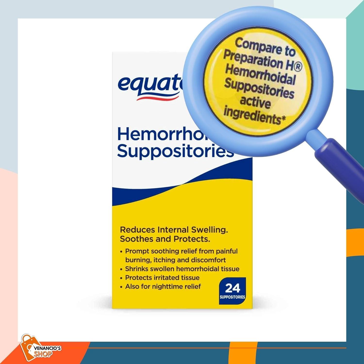 Equate Hemorrhoidal Suppositories for Day and Night Relief - 24 Count ...