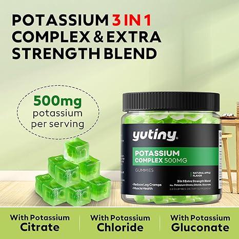 Potassium Supplement 500mg 3 in 1 Potassium Complex Gummies Chewables ...