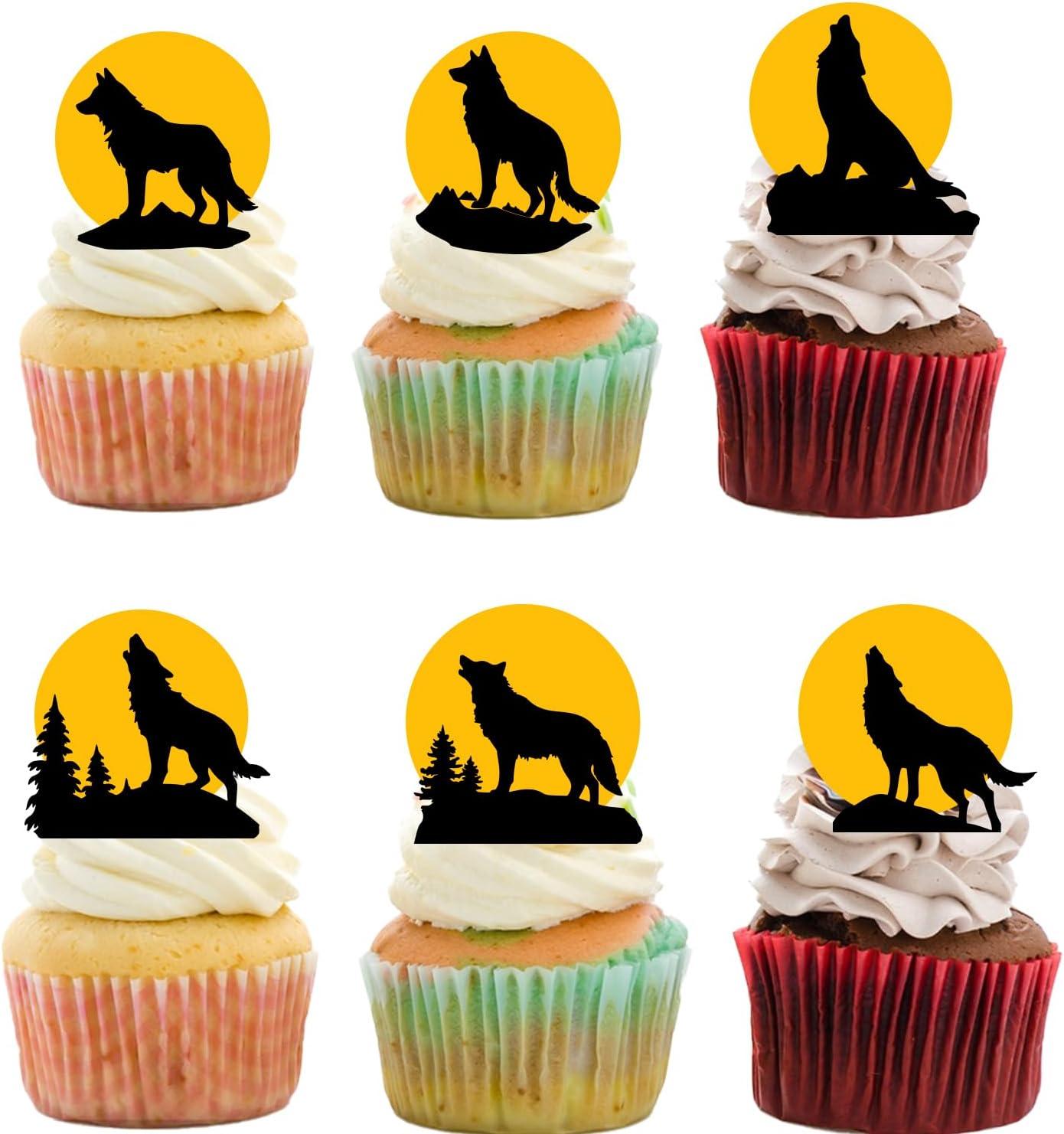 18pcs Wolf Cupcake Toppers for Kids Adult Wolf Birthday Party Decorations Night of the Wolf ...