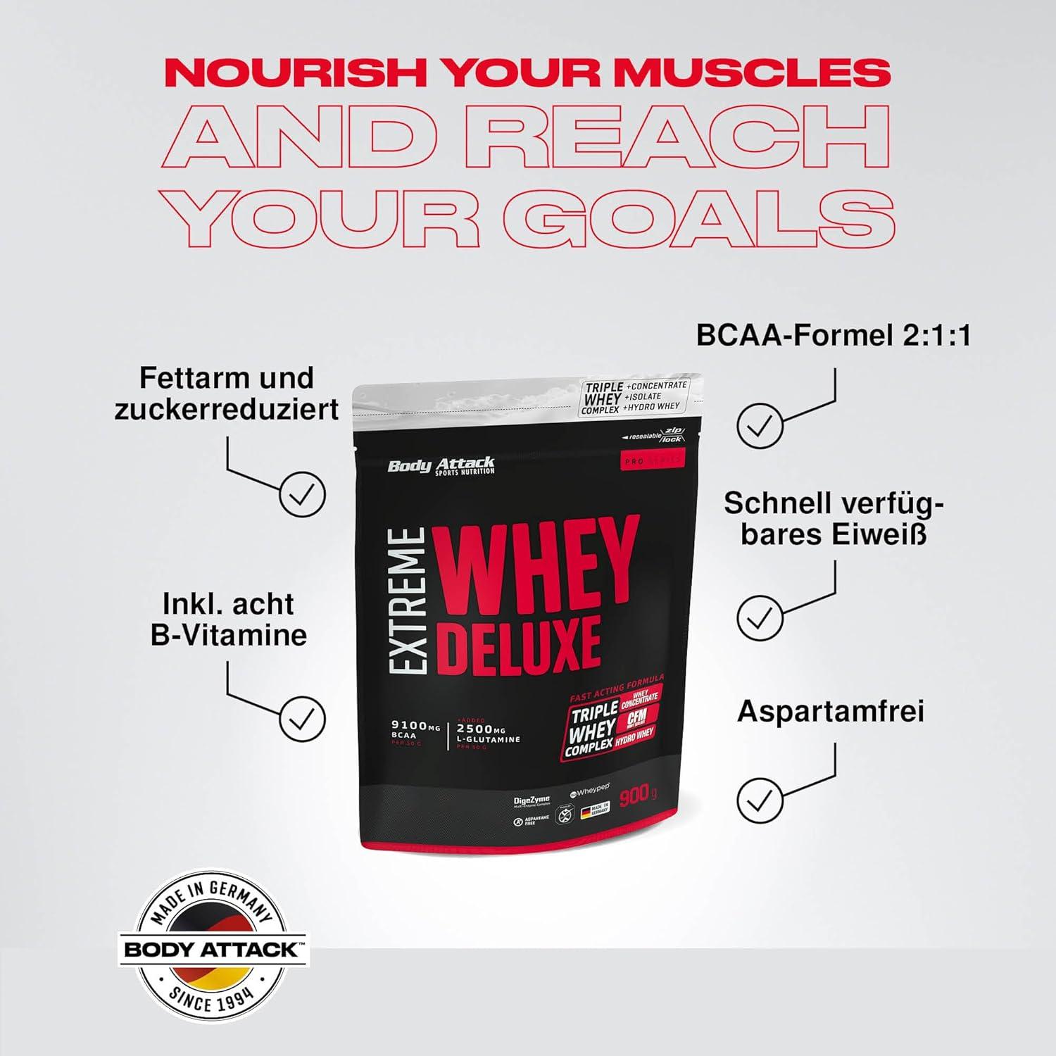 Body Attack Extreme Whey Deluxe - Strawberry Cream 900g | Premium ...