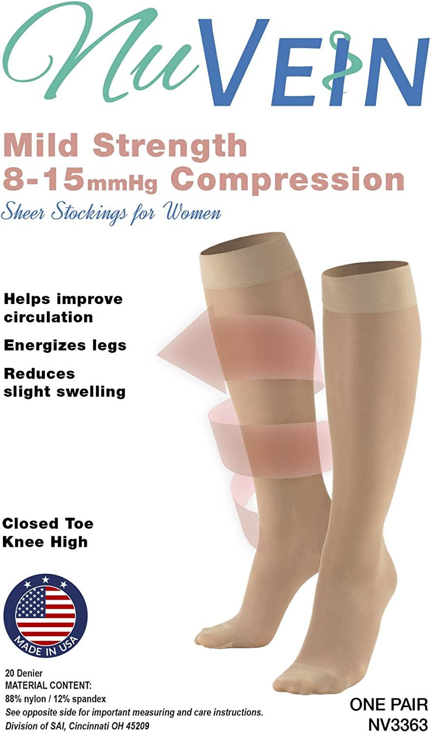 NuVein Sheer Compression Stockings For Women 8 15 MmHg Support Light