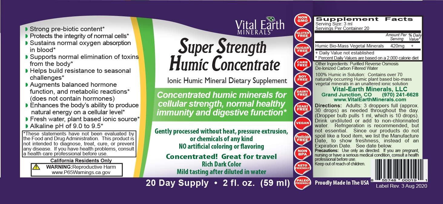 Vital Earth Minerals Super Strength Humic Concentrate - 2 Fl. Oz. Vegan ...